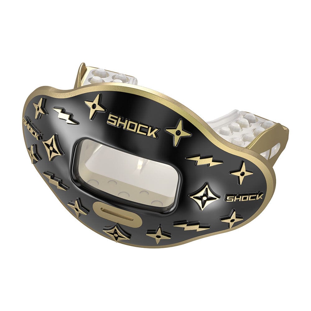 3D Black/Gold Lux Chain Max AirFlow Football Lipguard | Shock Doctor