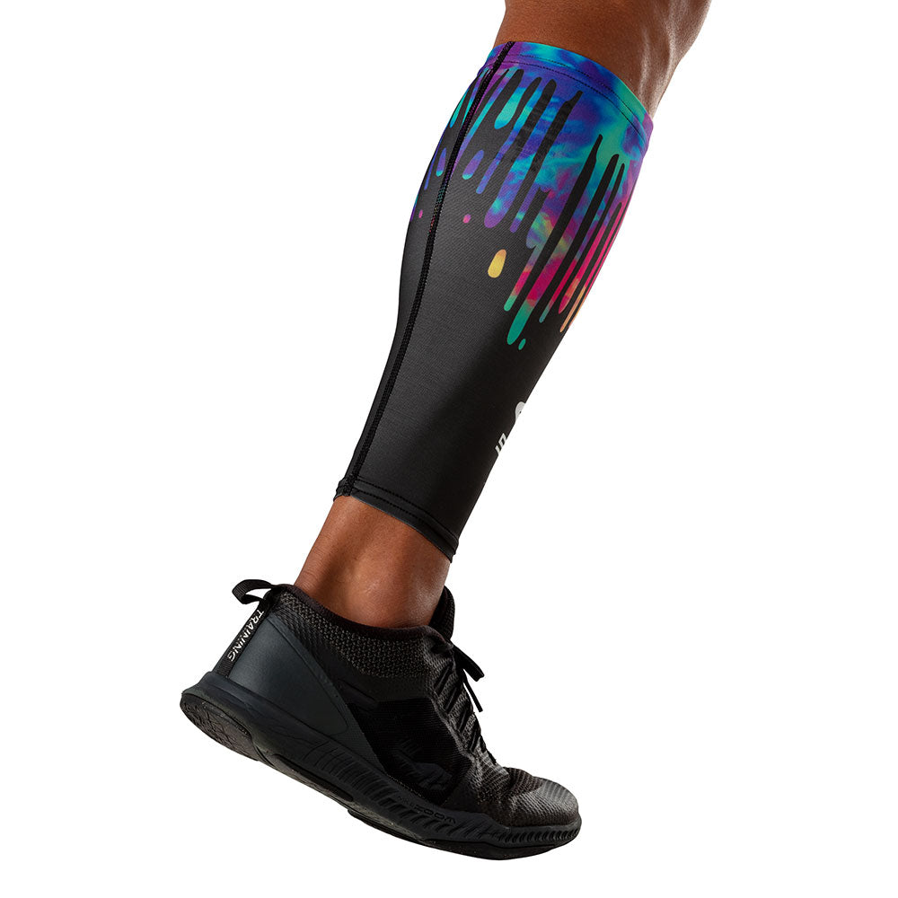 Black Tie Dye Drip Showtime Compression Calf Sleeves | Shock Doctor