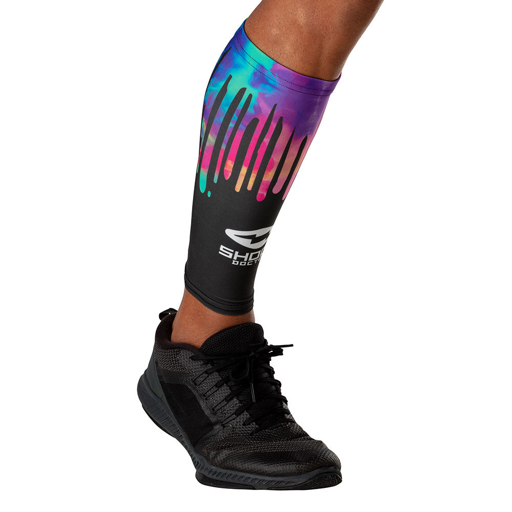 Black Tie Dye Drip Showtime Compression Calf Sleeves | Shock Doctor