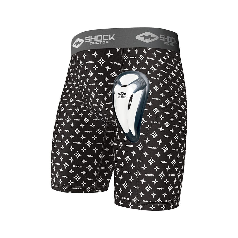 Black/White Lux Core Compression Short w/ Bio-Flex Cup | Shock Doctor